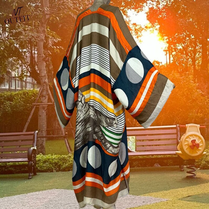 Kimono Robe Dressing Gown, Oversized Length Long Kimono,holiday Look ...