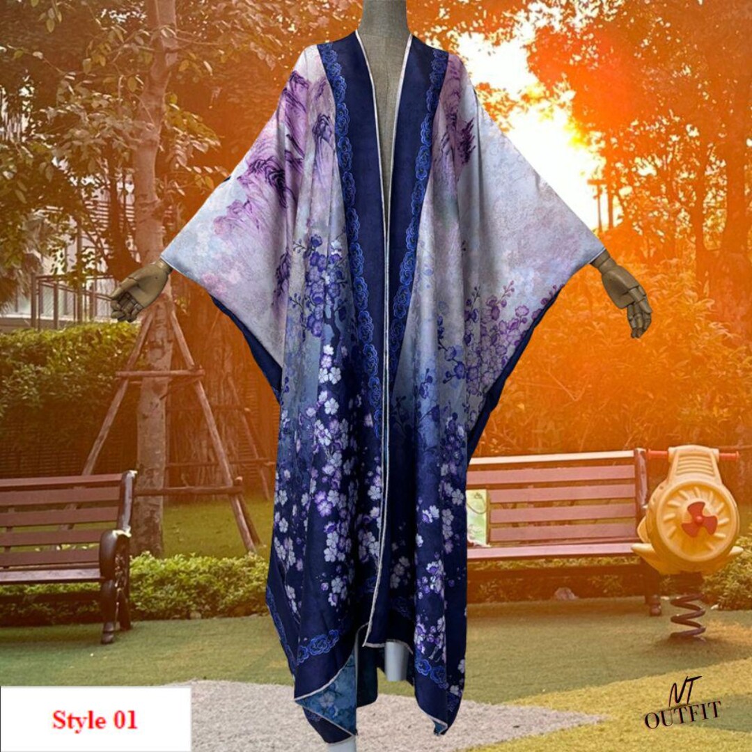 Kimono Robe Dressing Gown, High Quality Double Sided Print Open Abaya ...
