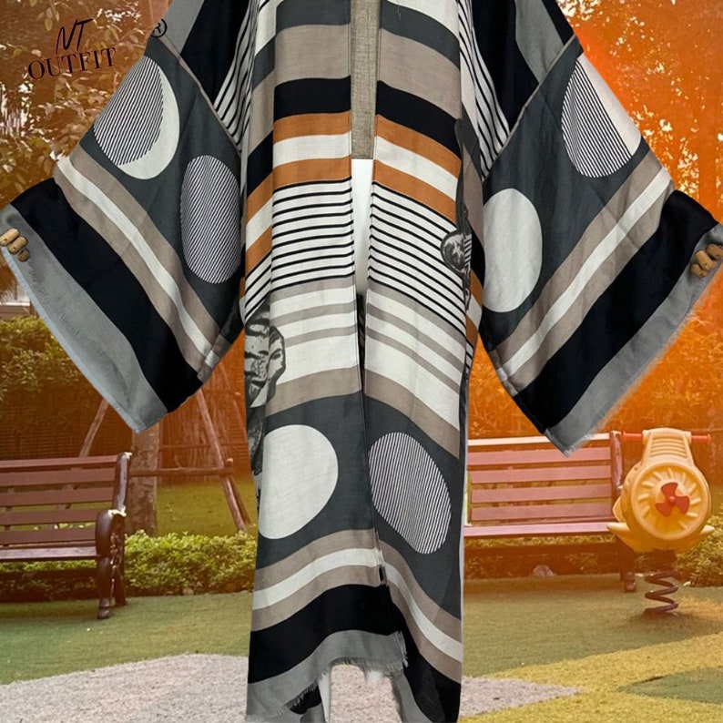 Kimono Robe Dressing Gown, Oversized Length Long Kimono,holiday Look ...