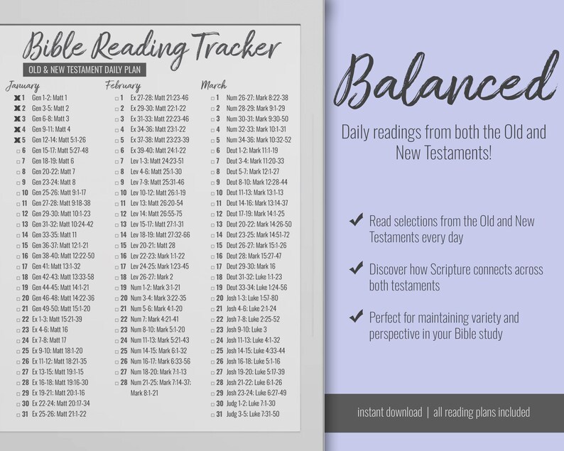 Bible Reading Plan Bundle – 7 Printable PDF Bible Reading Trackers ...