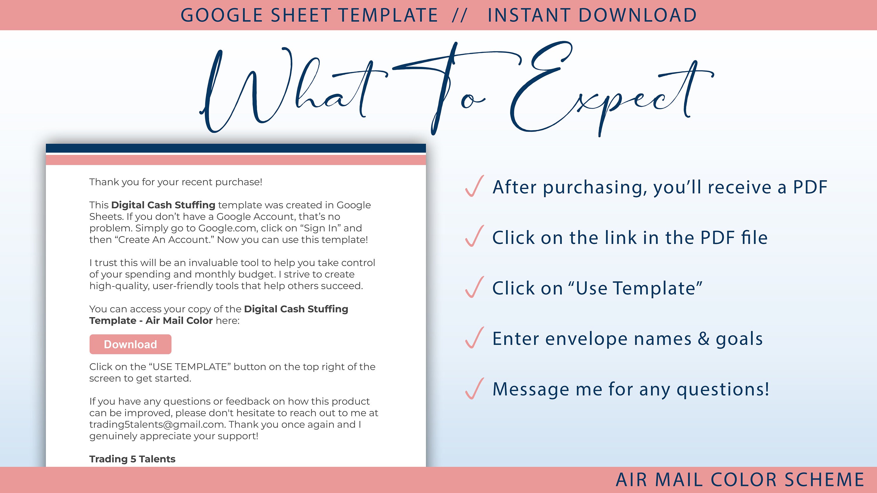 Digital Cash Stuffing Template - Google Sheets Budget Tracker (PDF) - Etsy