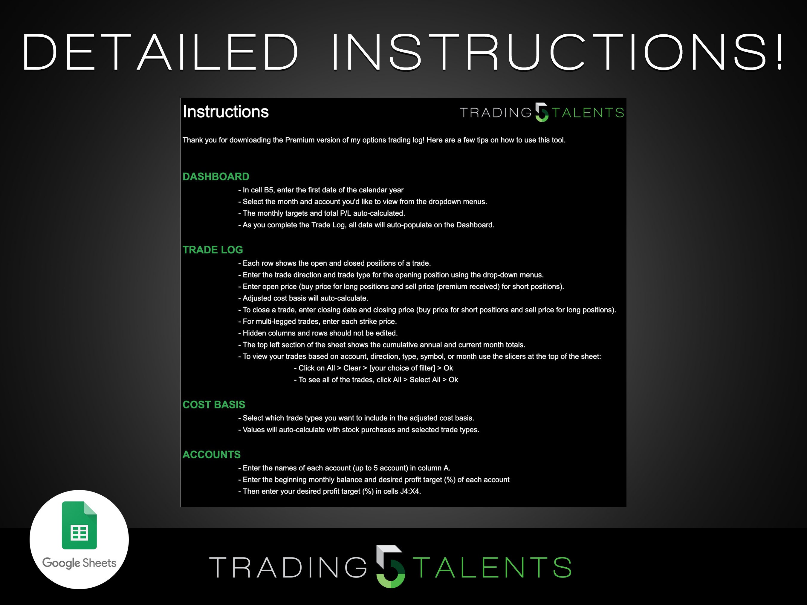 Multi-account Premium Options Trade Log - All Trade Types - Etsy