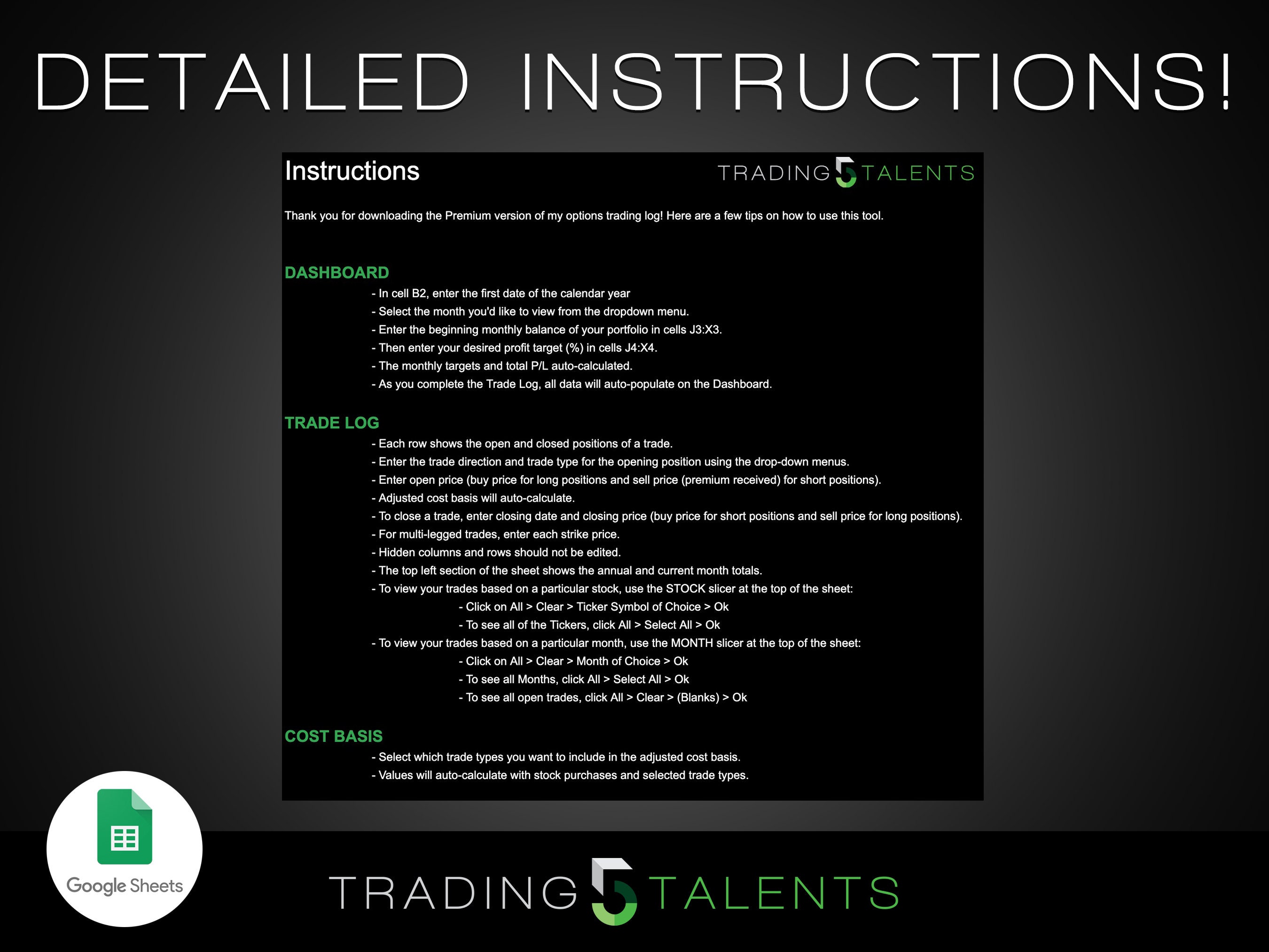 Premium Options Trade Log - All Trade Types - Etsy