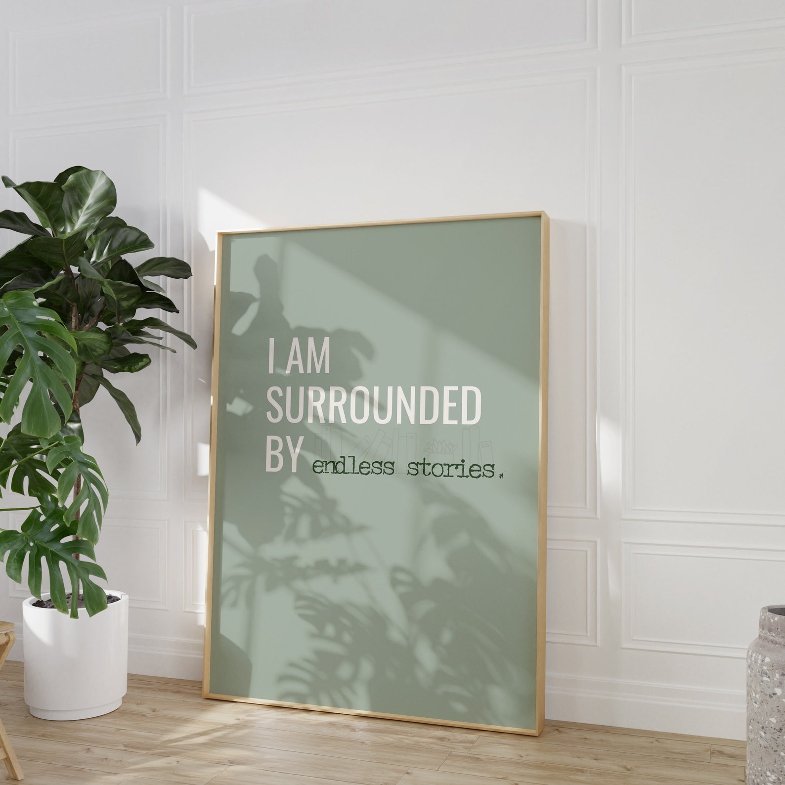 Reading Poster Endless Stories, Bookish Decor for Book Shelf or Sage ...