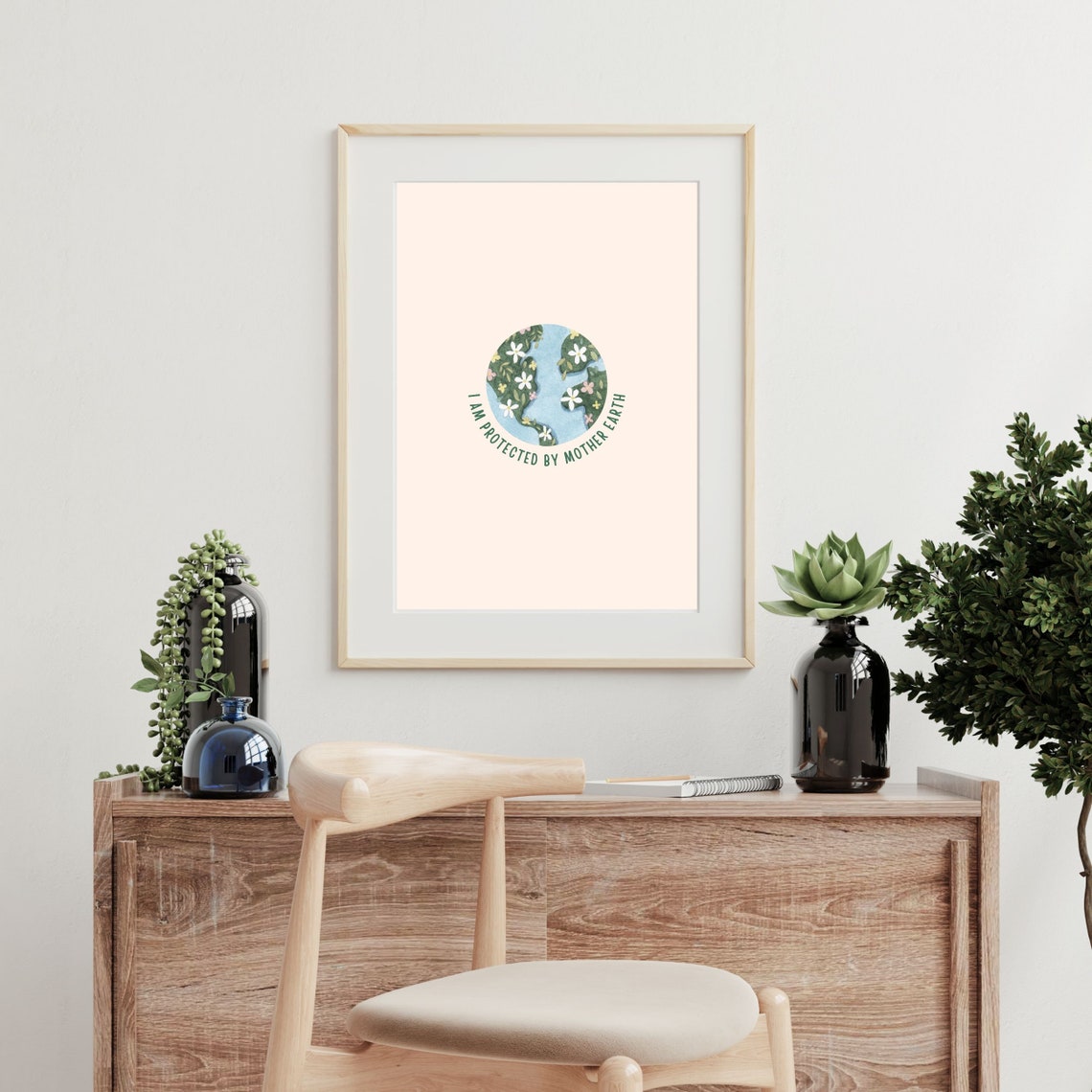 Protected by Mother Earth Neutral Wall Art Minimalistic Room - Etsy
