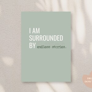 Reading Poster Endless Stories, Bookish Decor for Book Shelf or Sage ...