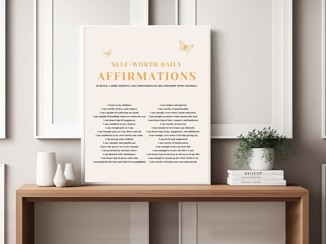 Self-worth Daily Affirmations Print Mental Health Therapy - Etsy
