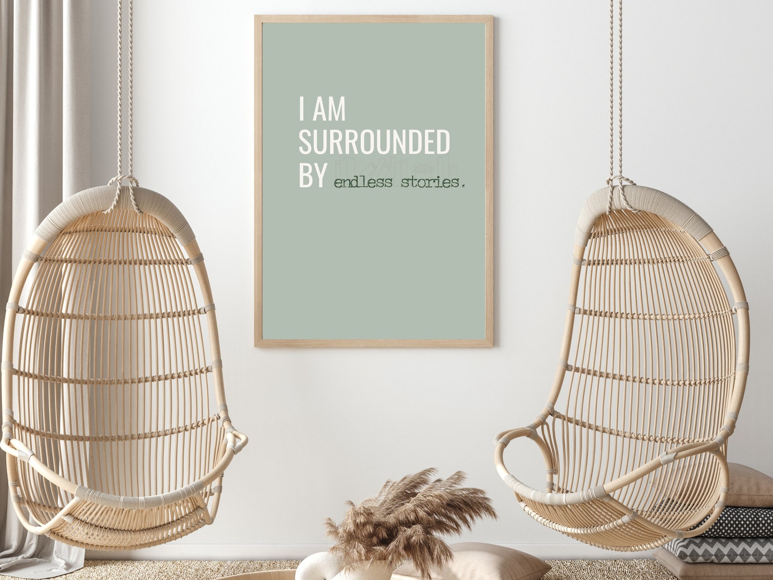 Reading Poster Endless Stories, Bookish Decor for Book Shelf or Sage ...