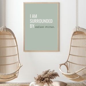Reading Poster Endless Stories, Bookish Decor for Book Shelf or Sage ...