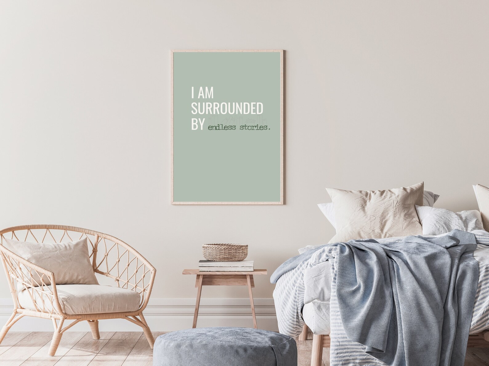 Reading Poster Endless Stories, Bookish Decor for Book Shelf or Sage ...