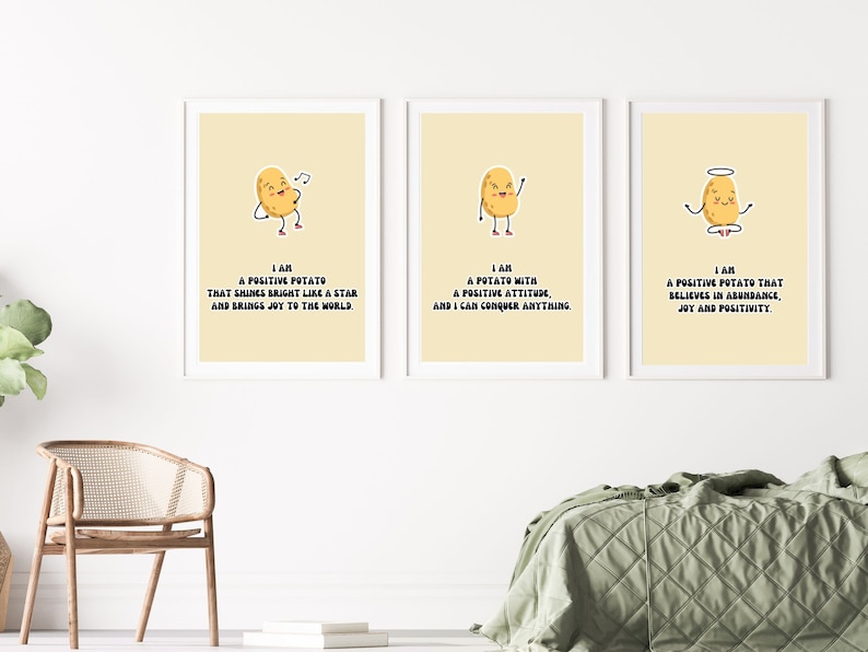 Potato Affirmations, Positive Potato Cute Decor for College Apartment ...