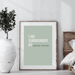 Reading Poster Endless Stories, Bookish Decor for Book Shelf or Sage ...