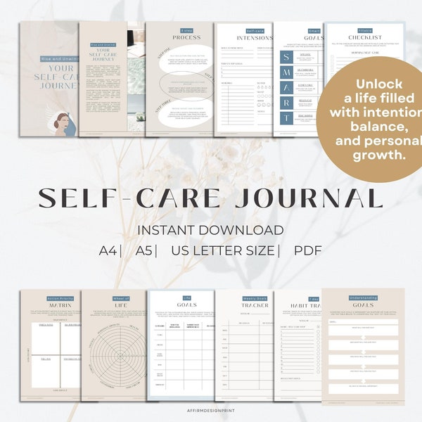 Self-care Planner Printable Journal, Mental Health Workbook ...