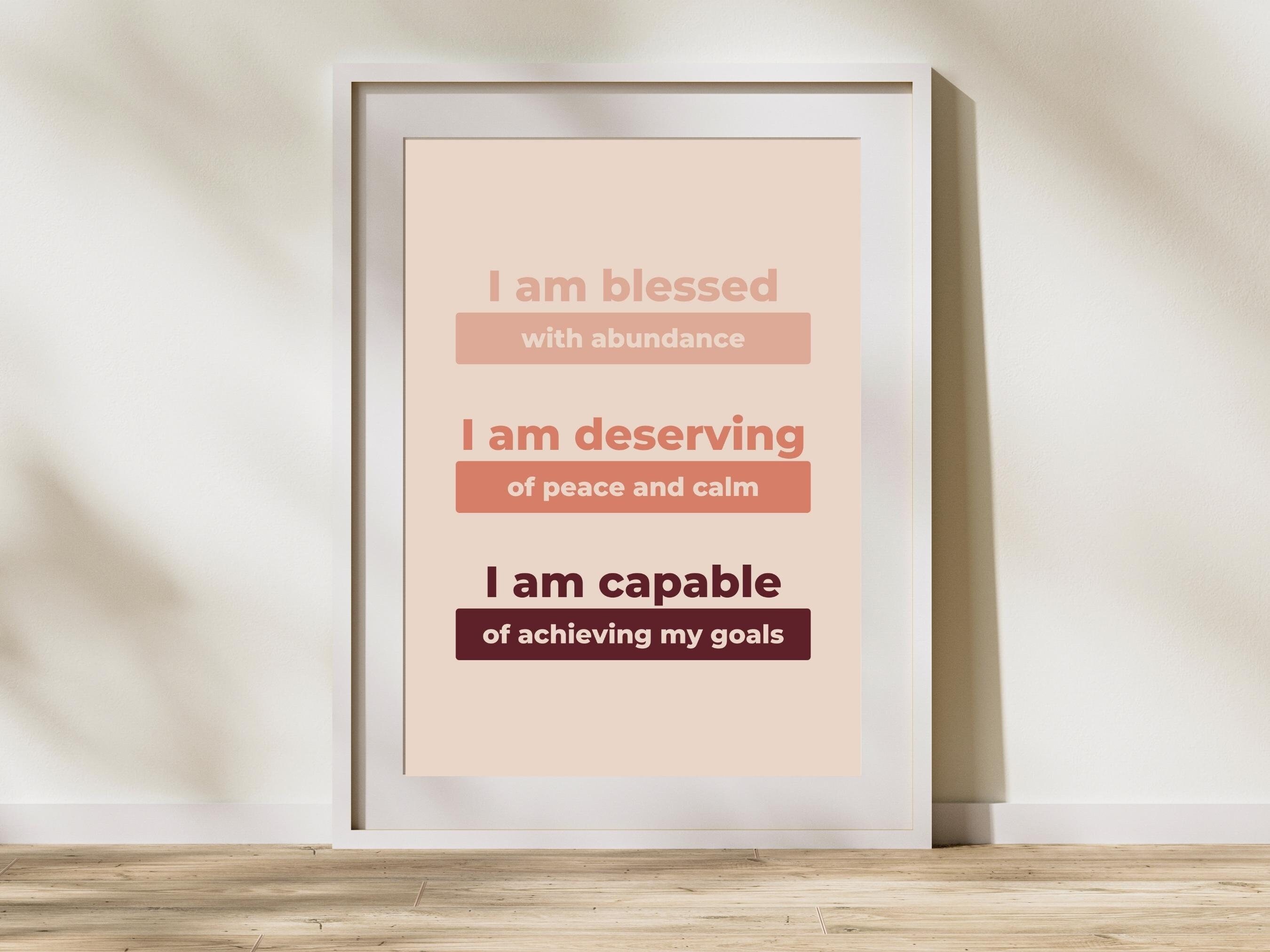 Positive Mindset Affirmations Poster for College Apartment ...