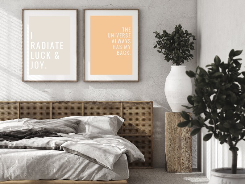 Lucky Girl Affirmations, Minimalist Inspirational Quote Art for Neutral ...