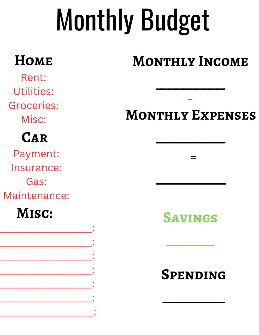 Monthly Budget Digital Download - Etsy