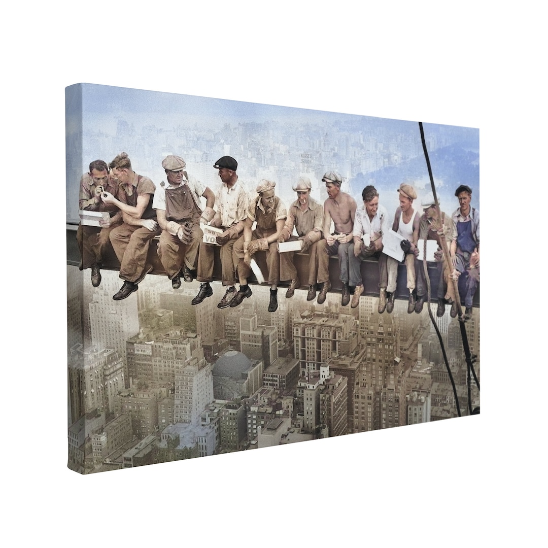 Lunch Atop a Skyscraper Colorized Handmade Canvas Instant Damage-free ...