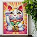 Lucky Cat Poster, Maneki Neko Print, Cat Lover Poster, White Lucky Cat ...