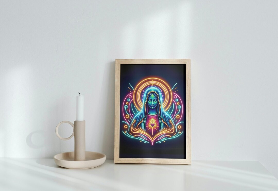 Virgin Mary Neon Wall Art, Modern Religious Home Decor, Dark Catholic ...