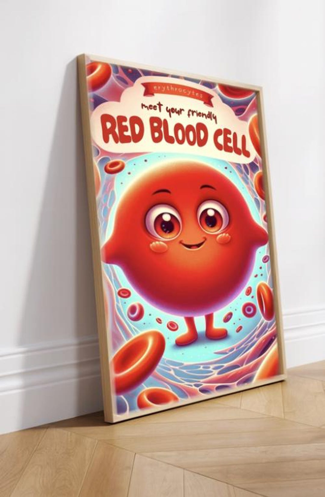 Red Blood Cell Science Printable Art, Microbiology Art, Microbe Cartoon ...