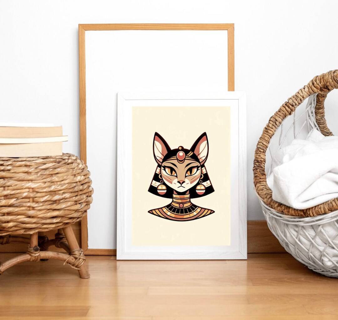 Bastet Poster, Bast Poster, Egyptian Cat Goddess, Cat Cartoon Print ...