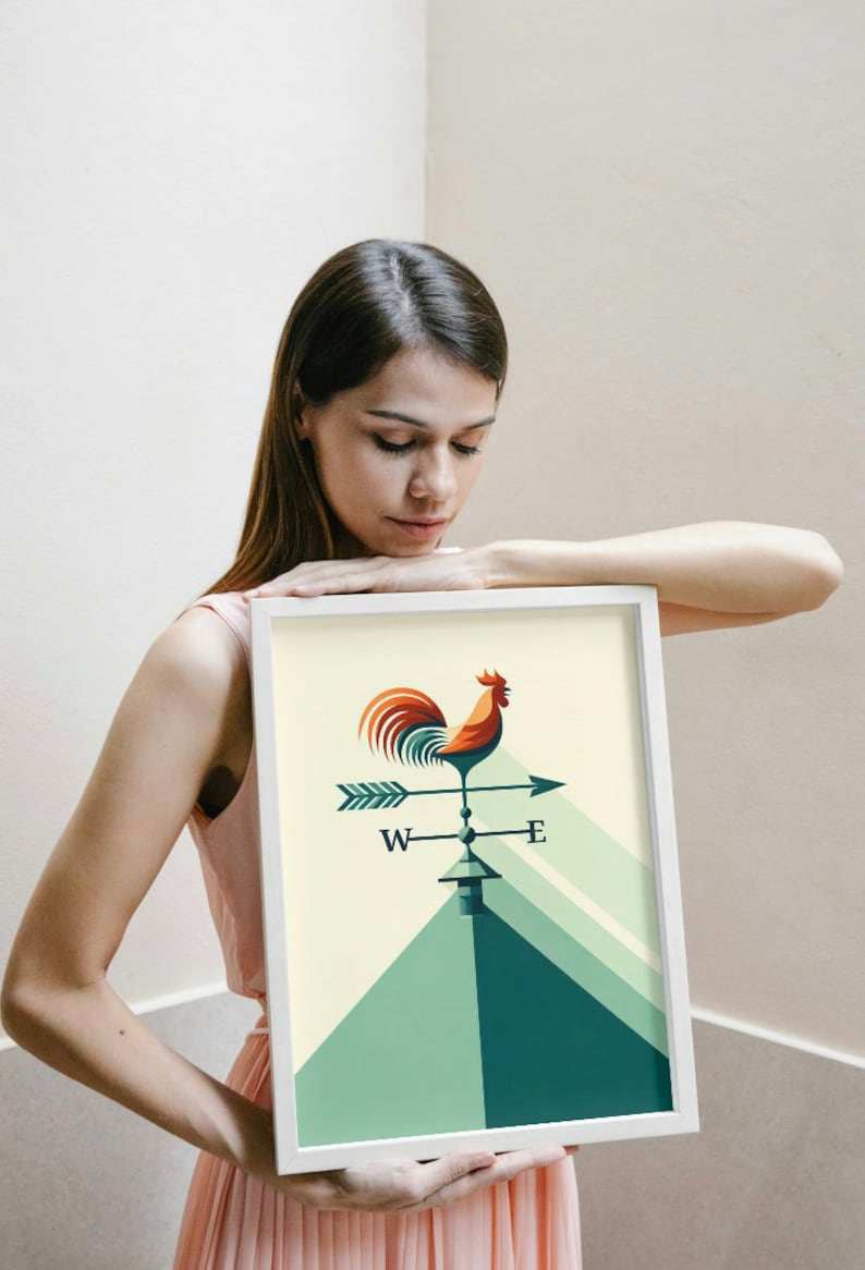 Minimalist Weather Vane Printable Wall Art, Modern Country Decor, Wind ...
