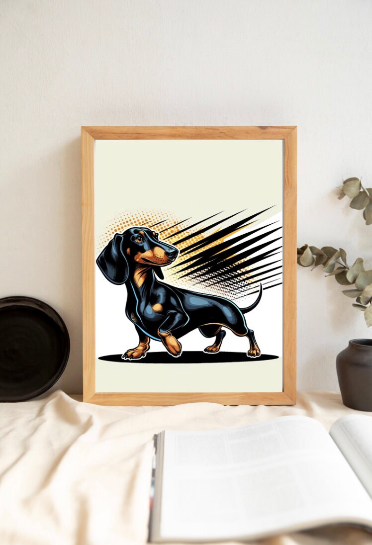 Dachshund Wall Art, Pop Art Sausage Dog Poster, Cute Weiner Dog Print ...