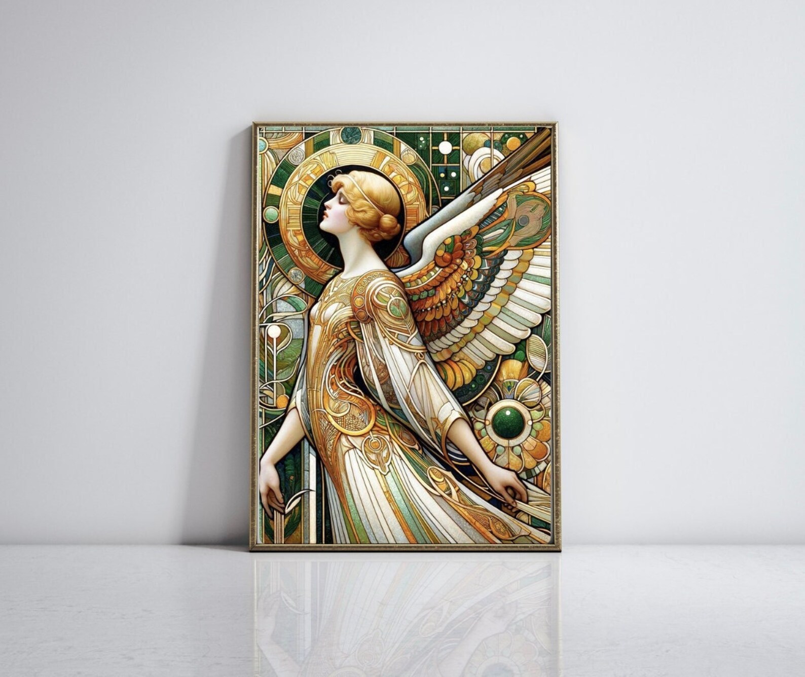 Angel Art Nouveau Printable Poster, Vintage Religious Art, Maximalist ...