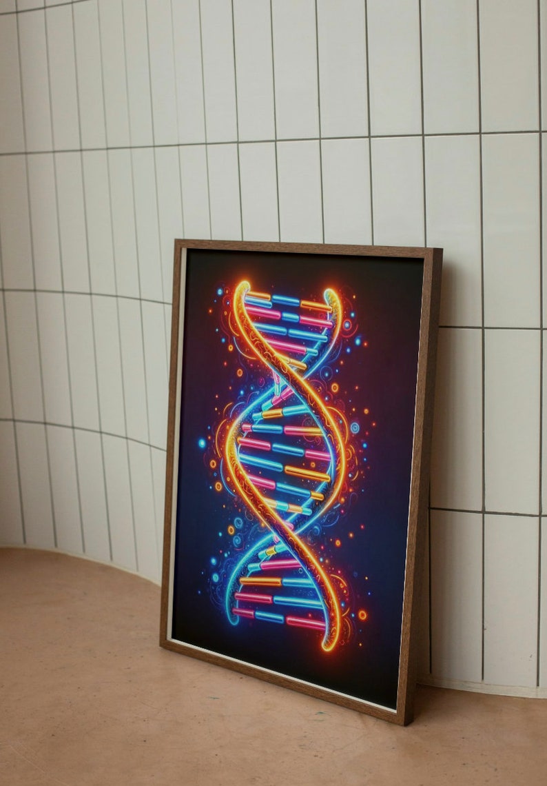 DNA Molecule Wall Decor, DNA Art Print, Dark DNA Molecule Art, Medical ...
