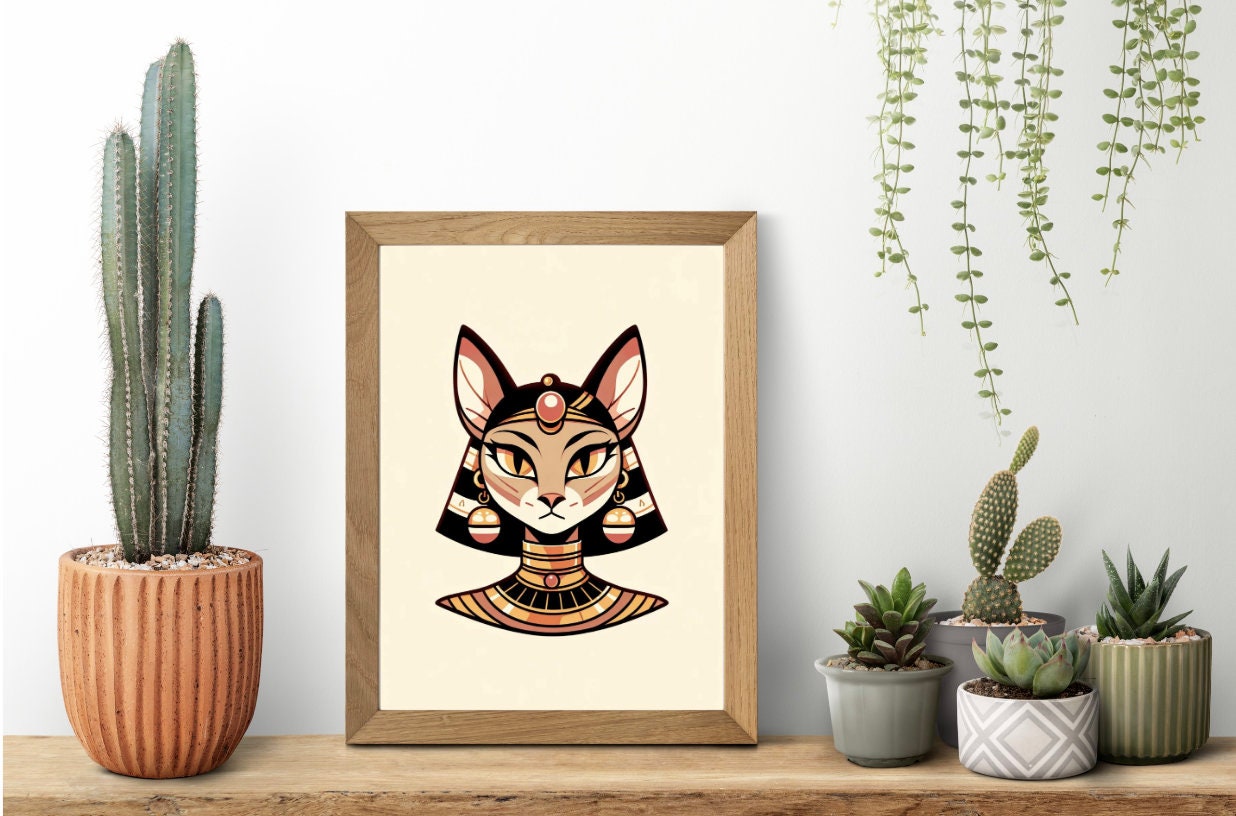 Bastet Poster, Bast Poster, Egyptian Cat Goddess, Cat Cartoon Print ...