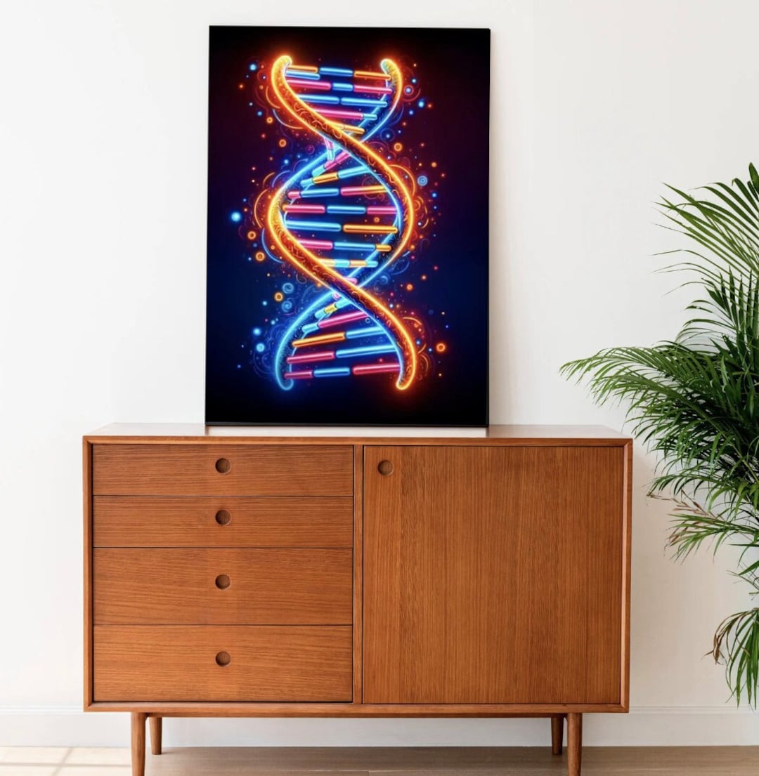 DNA Molecule Wall Decor, DNA Art Print, Dark DNA Molecule Art, Medical ...