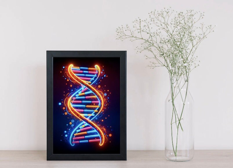 DNA Molecule Wall Decor, DNA Art Print, Dark DNA Molecule Art, Medical ...