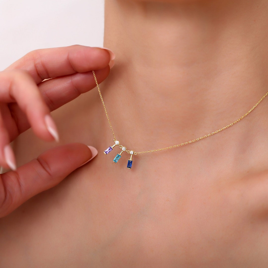 Custom Family Birthstone Necklace, Personalised Birthstone Necklace ...