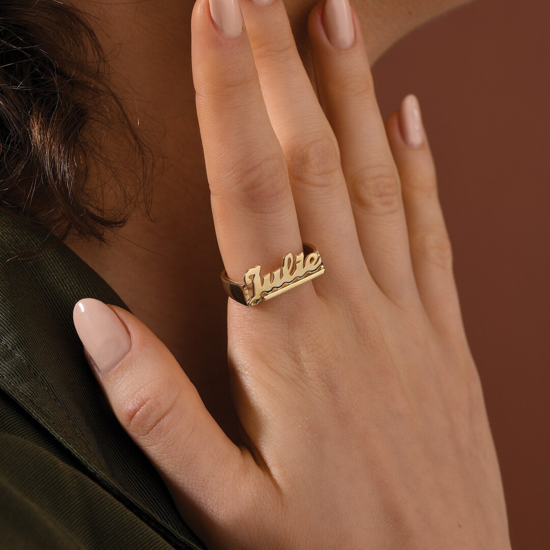 Personalized Name Ring, Silver Name Ring, Gold Name Ring, Panda Name ...