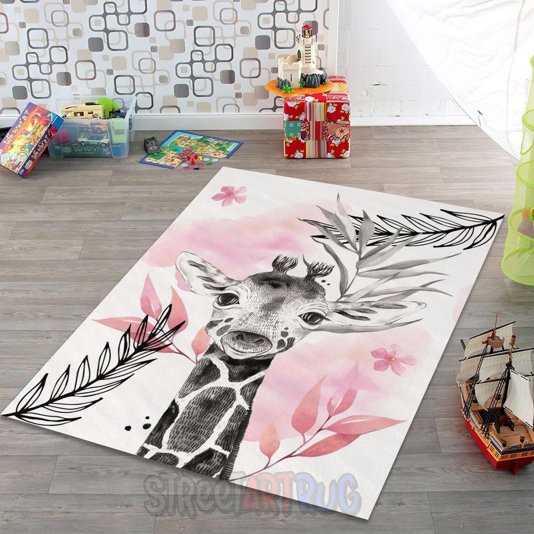 Cute Giraffe Rug, Animal Kids Mat, Children Room Carpet, Nursery Decor ...