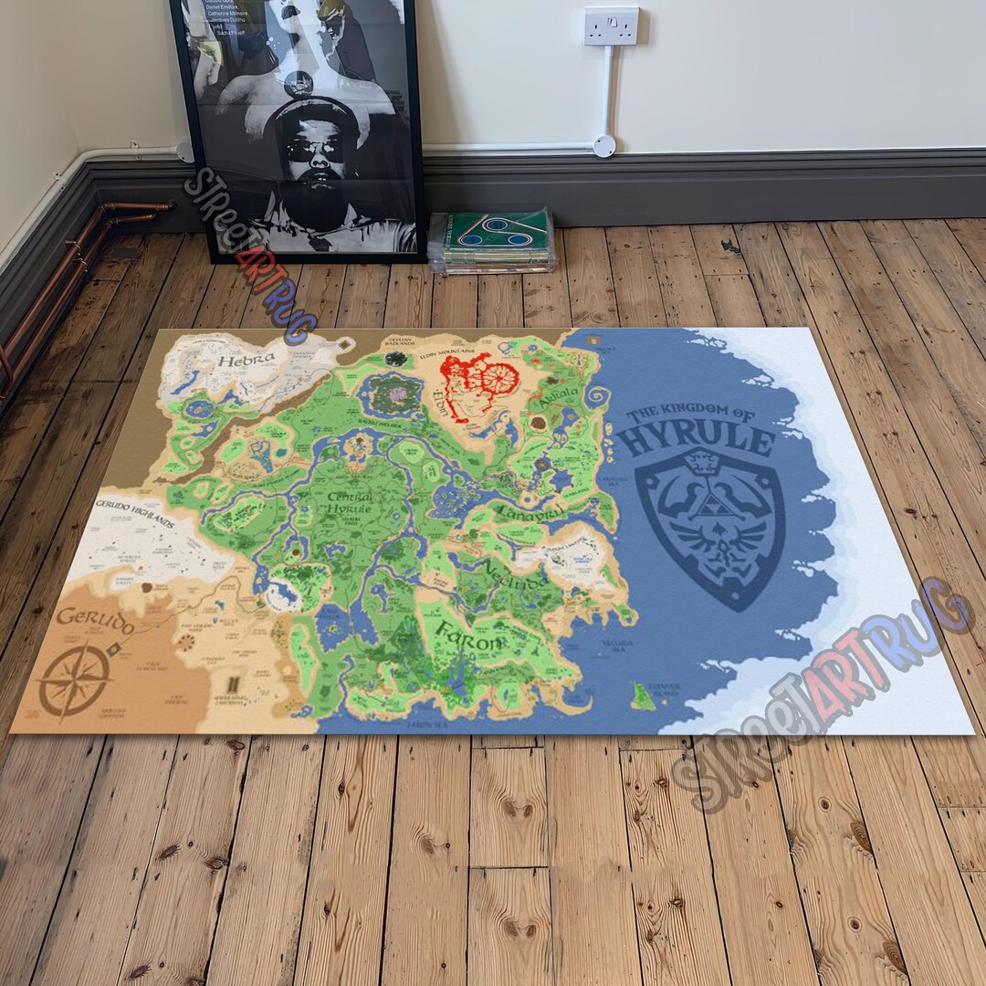 Zelda Map Rug, Game Room Mat, Video Game Carpet, Gaming Decor, Zelda ...