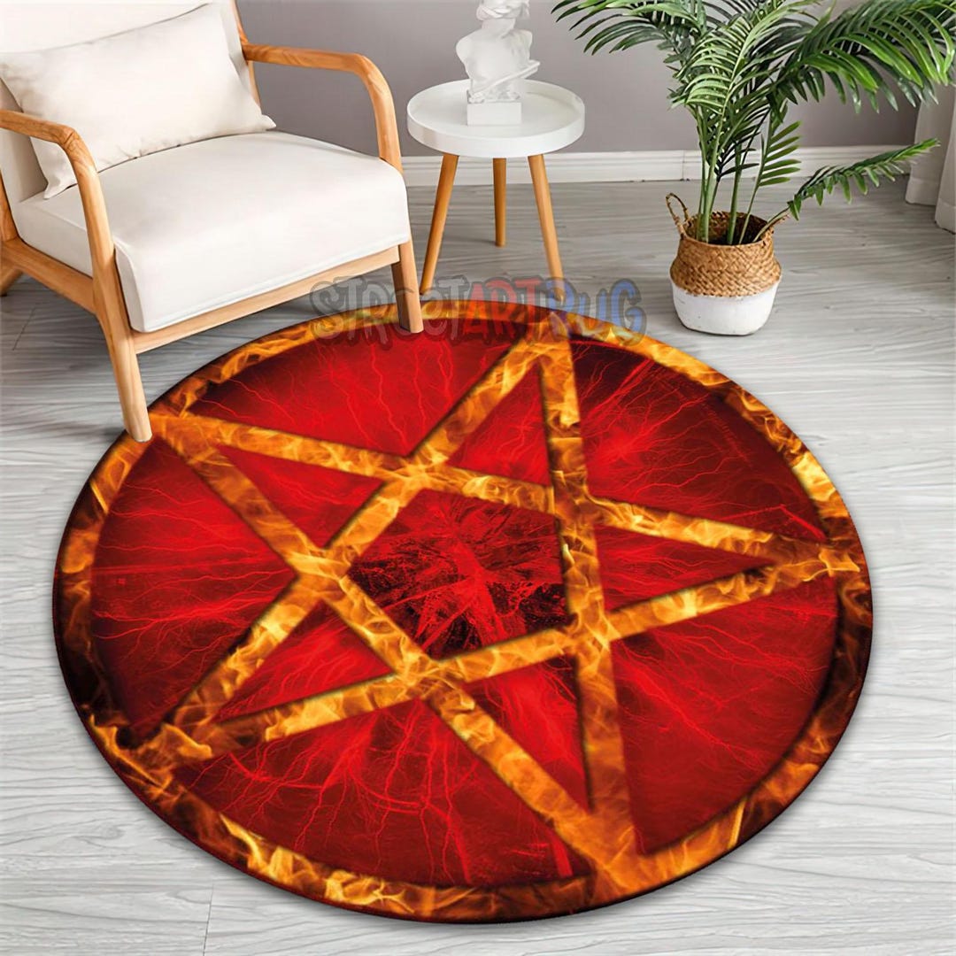 Pentacle Symbol Rug, Devil’s Trap Mat, Satan Carpet, Pentagram Decor ...