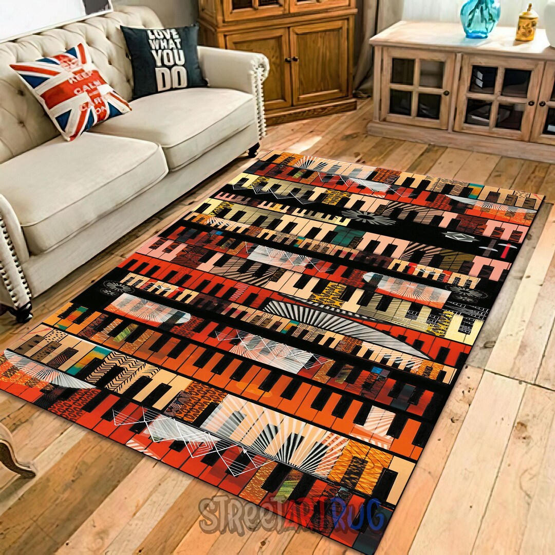 Piano Keys Rug, Colorful Music Carpet, Music Room Mat, Music Art Decor ...