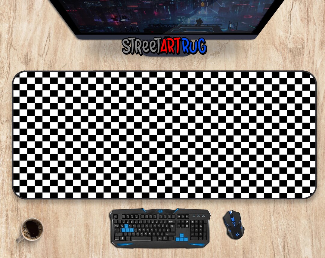 Black and White Checkered Desk Mat, Checkers Pattern Mouse Mat, Game ...