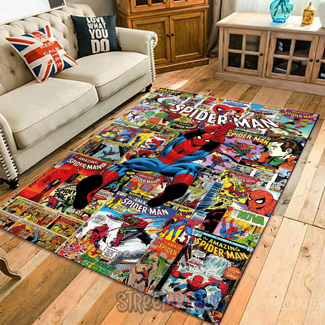 Comic Spider Man Rug, Cartoon Marvel Carpet, Children Room Mat ...