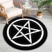Pentacle Rug: Black and White Pentagram Gothic Decor - Etsy