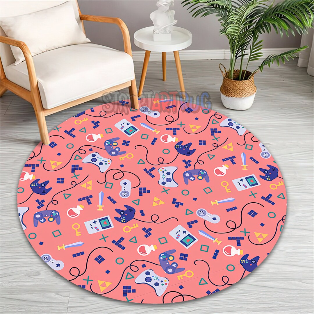 Nostalgic Video Game Rug, Arcade Gamer Carpet, Gaming Chair Mat, Game ...