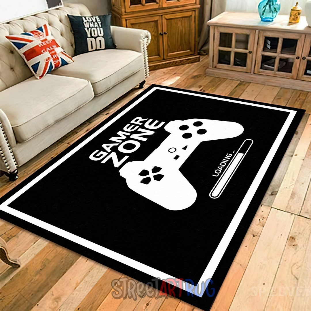 Gamer Zone Text Rug, Game Controller Carpet, Game Room Mat, Gaming Mat ...