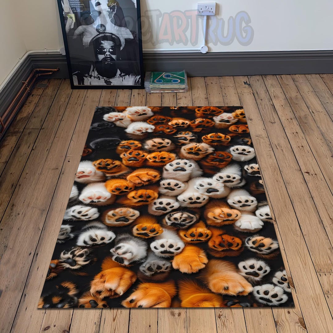 Paw Print Rug: Animal Paw Carpet Cozy Pet Lover Home Decor - Etsy