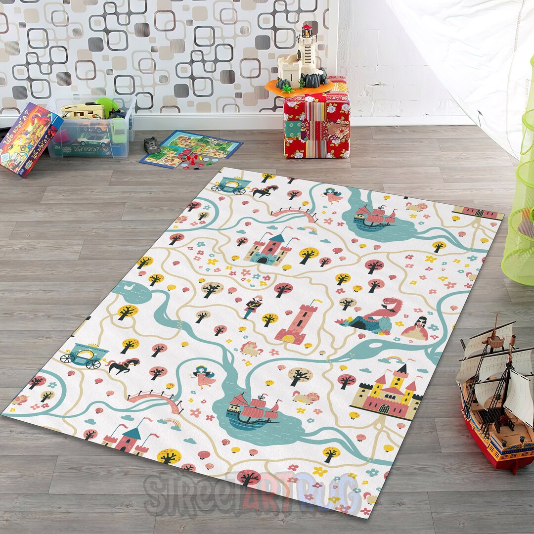 Girl Room Rug, City Road Map Carpet, Baby Room Mat, Nursery Decor, Baby ...