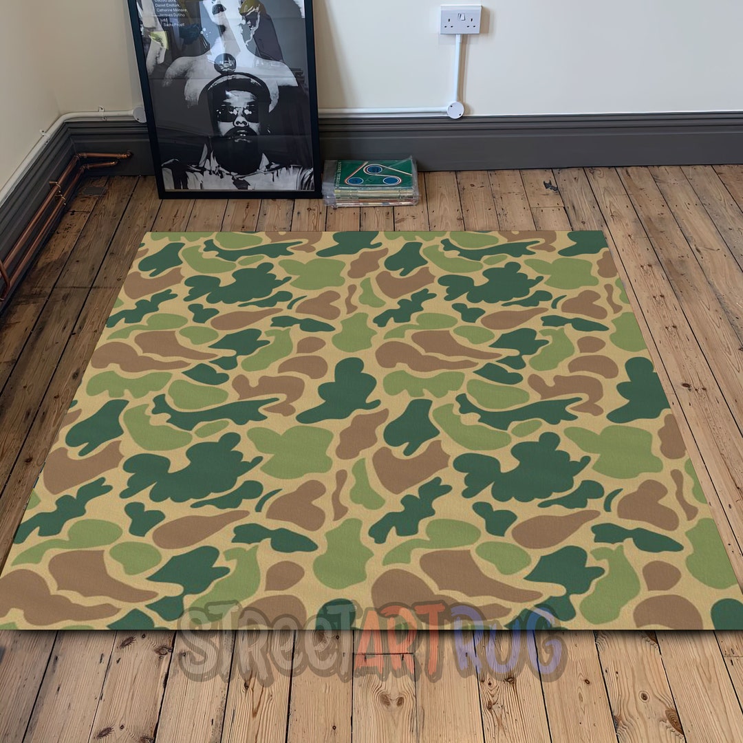 Army Style Themed Rug, Camouflage Carpet, Military Mat, Navy Decor ...