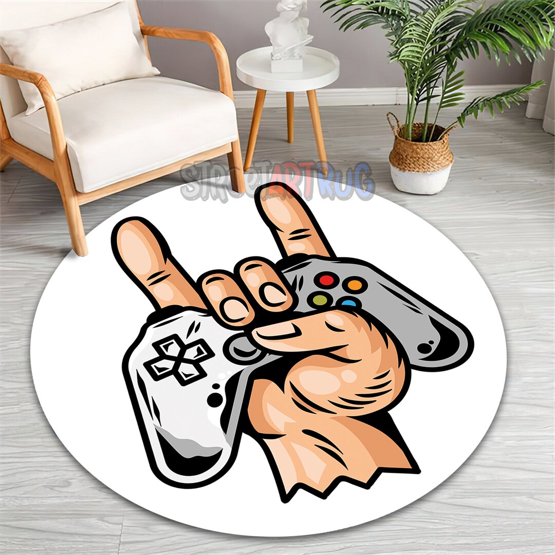 Game Controller Art Rug, Video Game Mat, Gaming Chair Mat, Play Mat ...