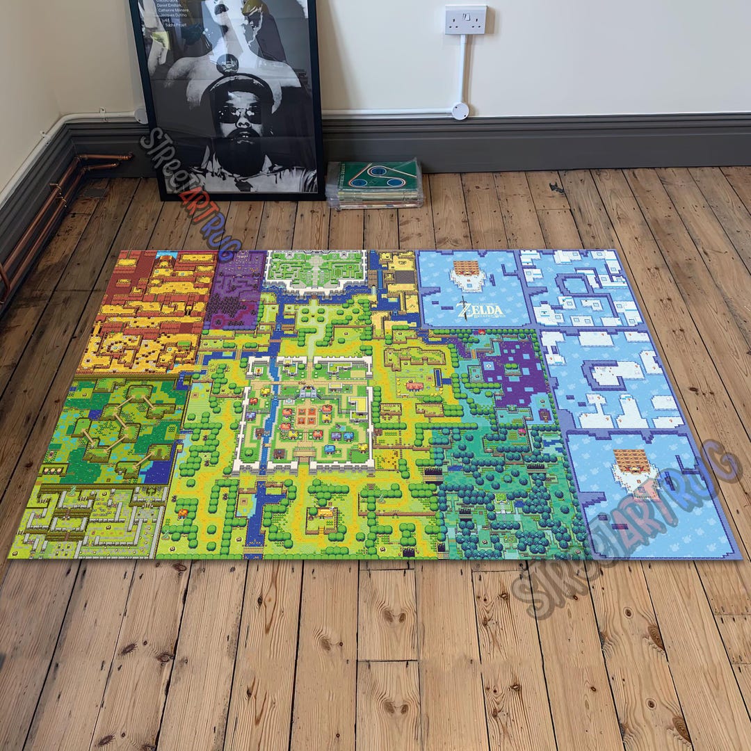Zelda Art Rug, Zelda Map Carpet, Colorful Gaming Decor, Game Room Mat ...