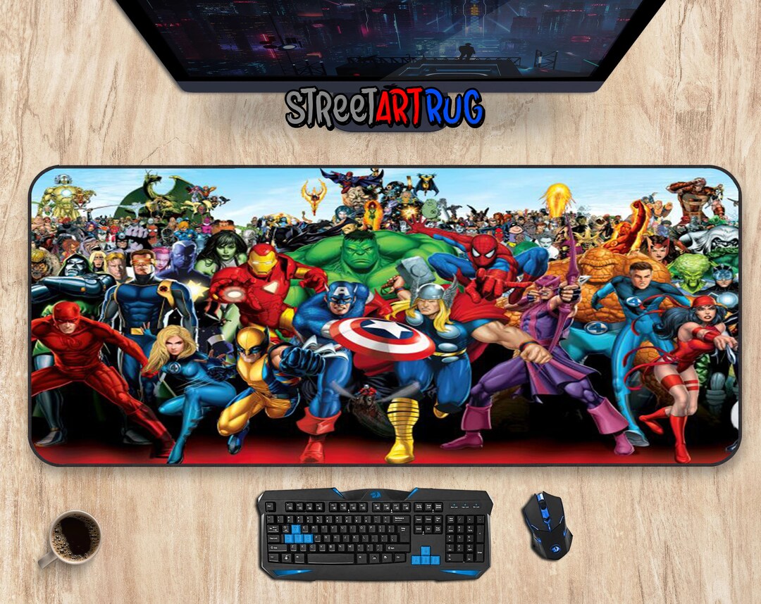 Super Hero Cartoon Comic Poster Desk Mat, Marvel Character Themed Mouse ...