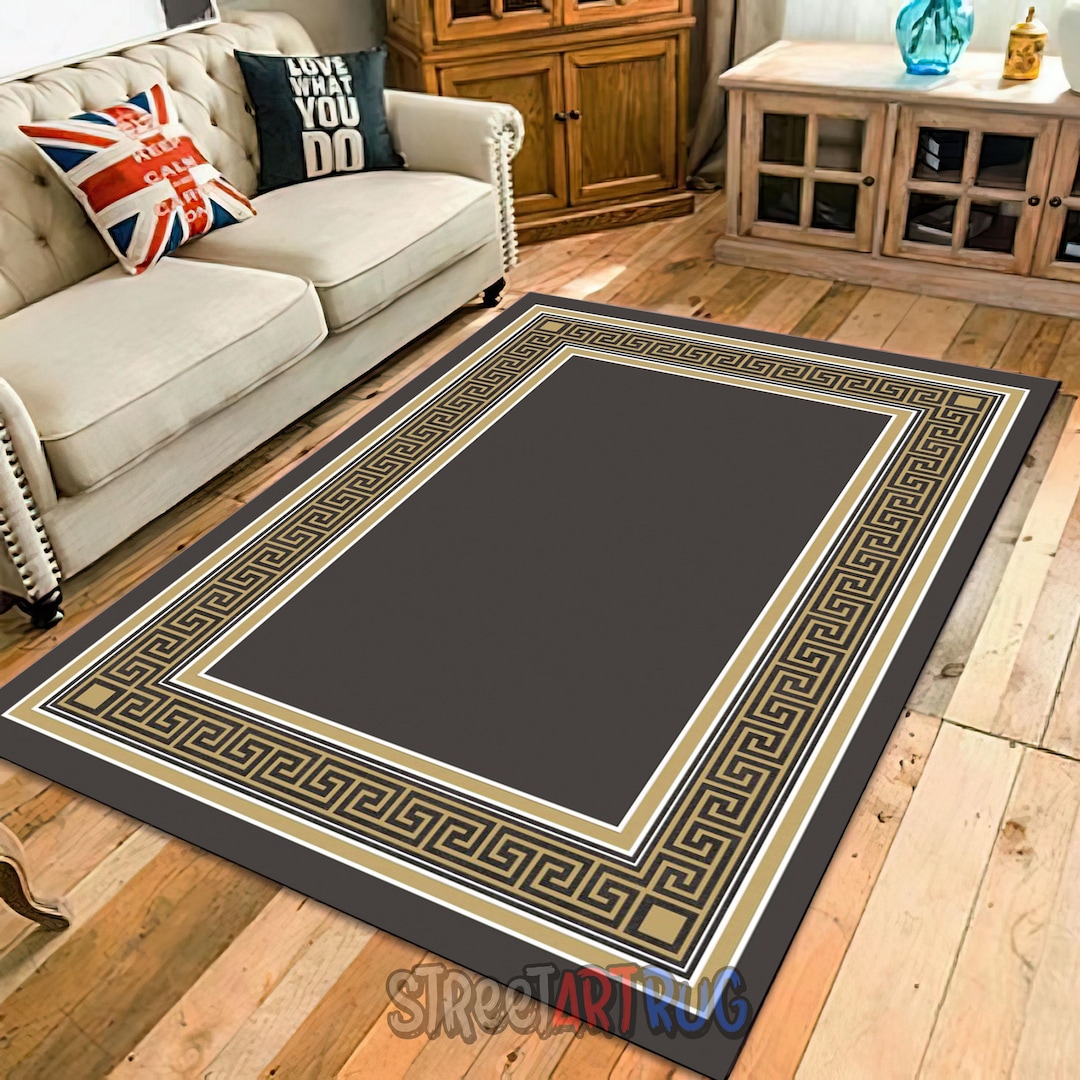 Greek Key Symbol Rug, Living Room Carpet, Modern Home Decor, Luxury ...